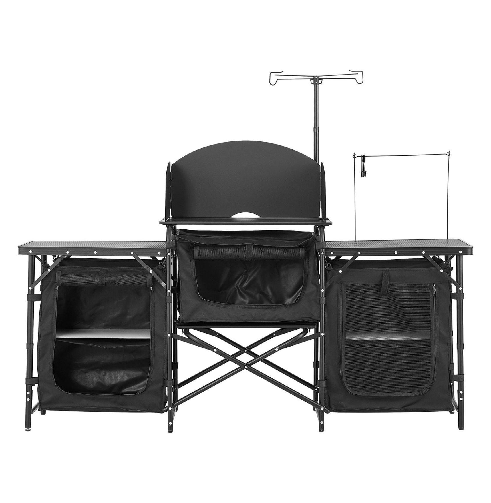 Camping Kitchen Table Portable Outdoor Cook Station Aluminum Windscreen ...