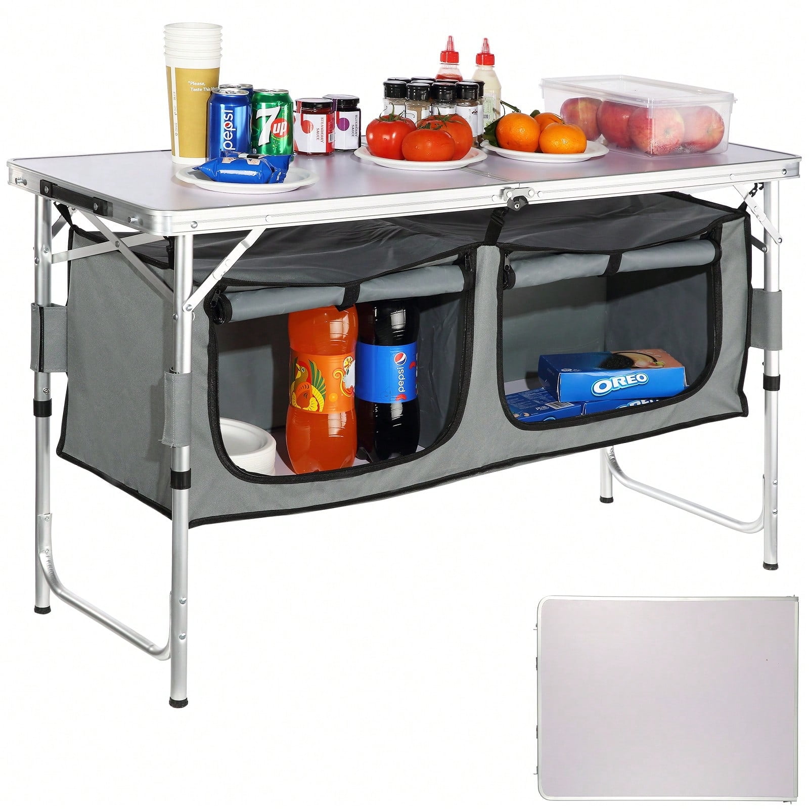 Camping Kitchen Table, Quick Set-Up Folding Camping Table With A ...