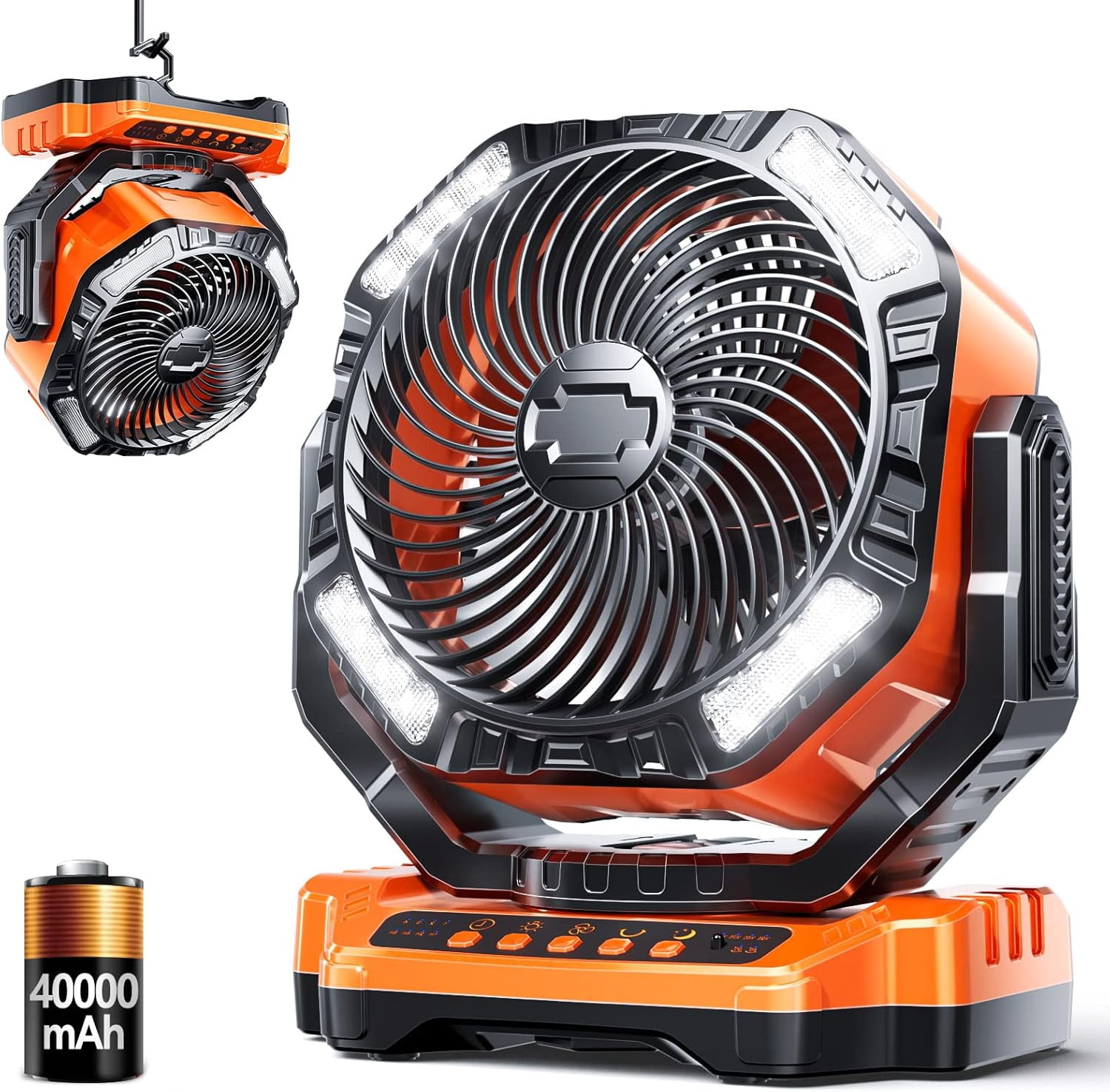Camping LED Fan with Light, 40000mAh Rechargeable Battery Powered ...
