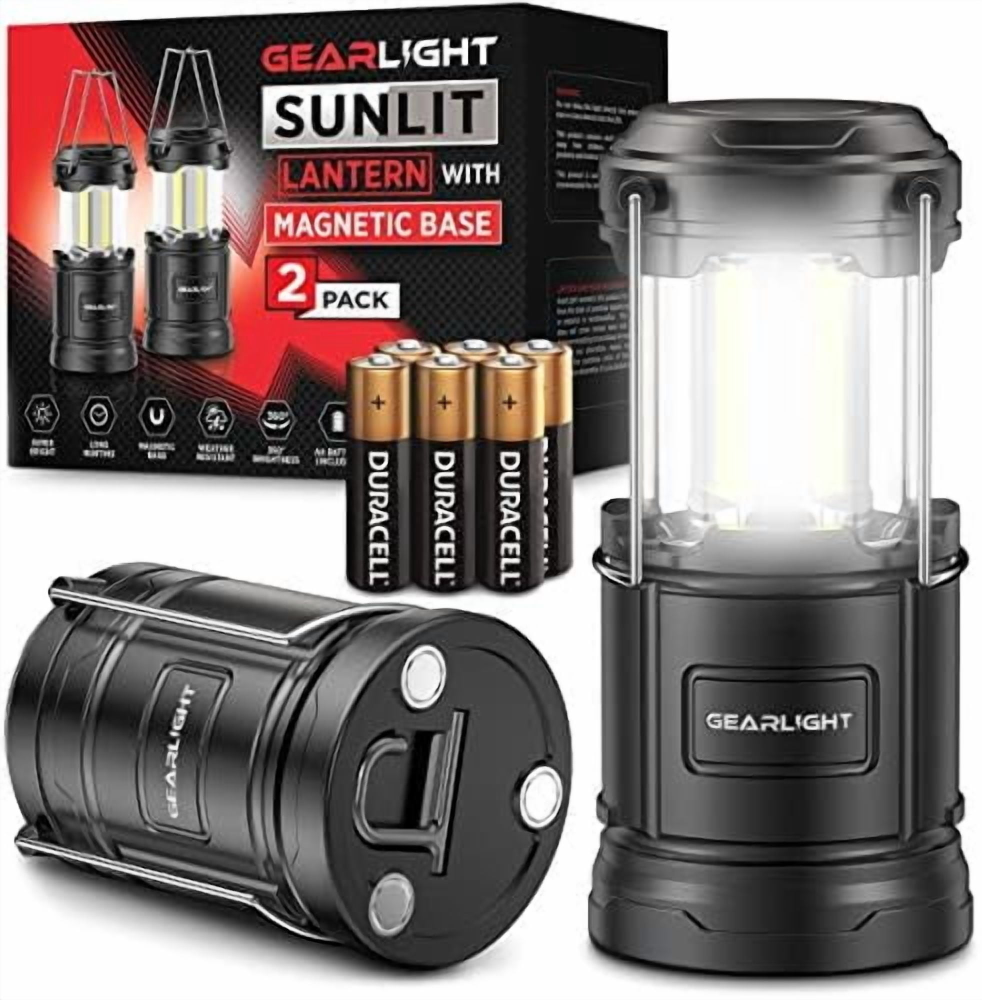 Camping Lantern - 2 Portable LED Battery Powered Lantern with Magnetic ...