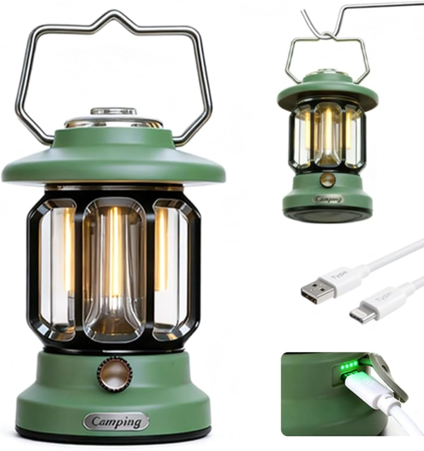Camping Lantern Rechargeable，1200Lumens，3600mAh Battery Powered，Hiking ...