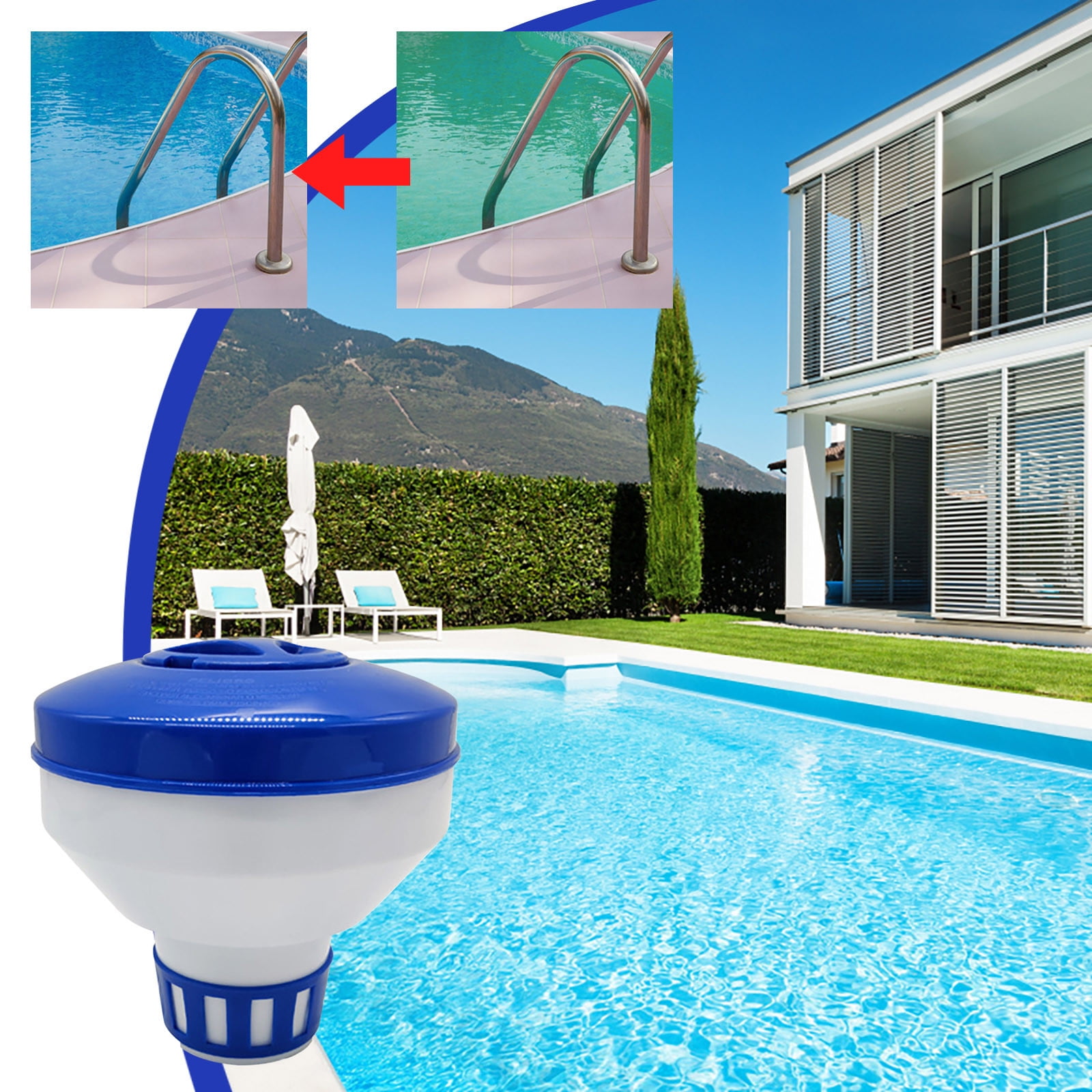 Camping Large Blue And White Floating Swimming Pool Dispenser 5 Inch ...