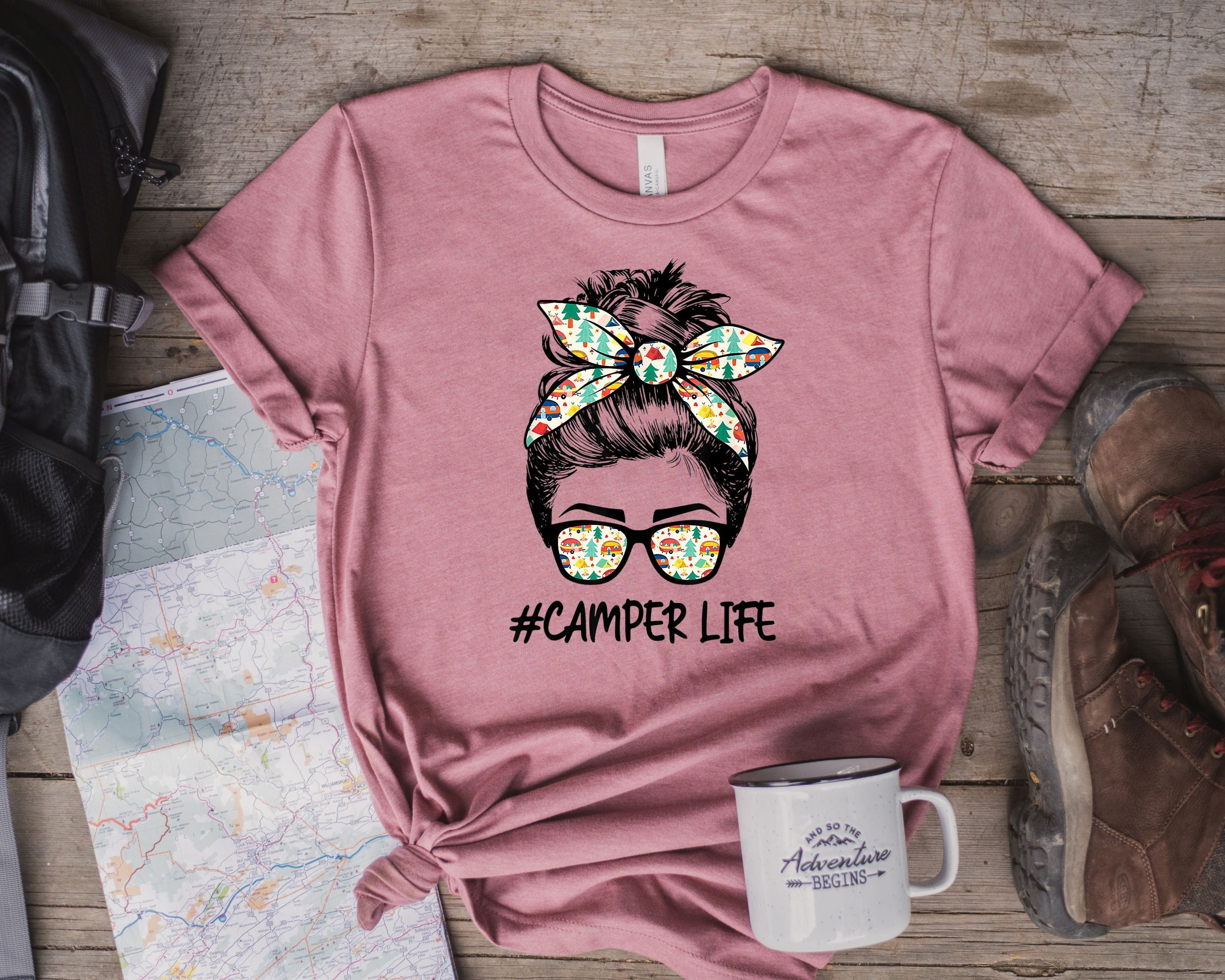 Camping Life Camping Life Shirt Camping Shirt Camper Shirt Messy Bun ...