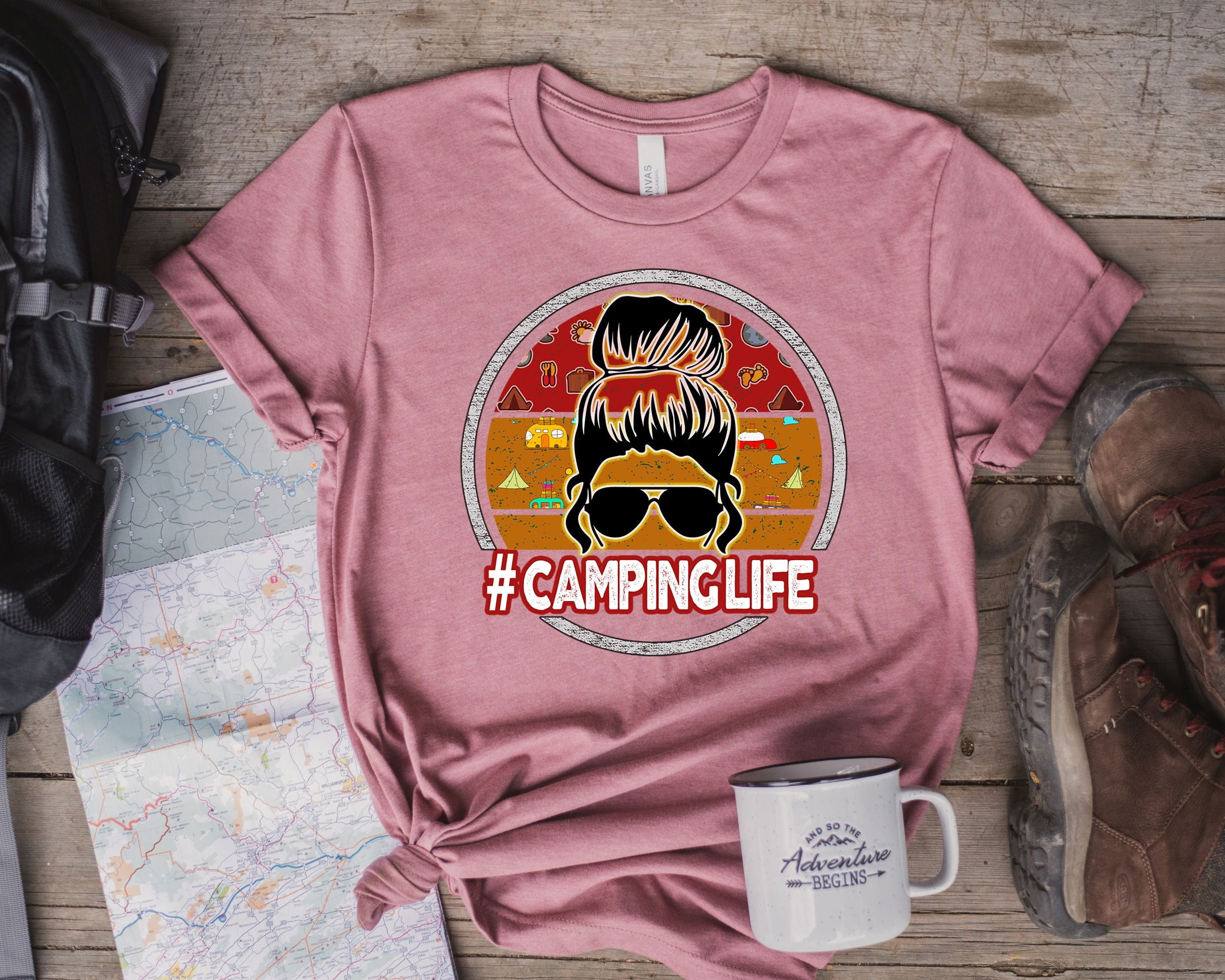 Camping Life Shirt Camping Shirt Camper Shirt Camping Life Messy Bun ...