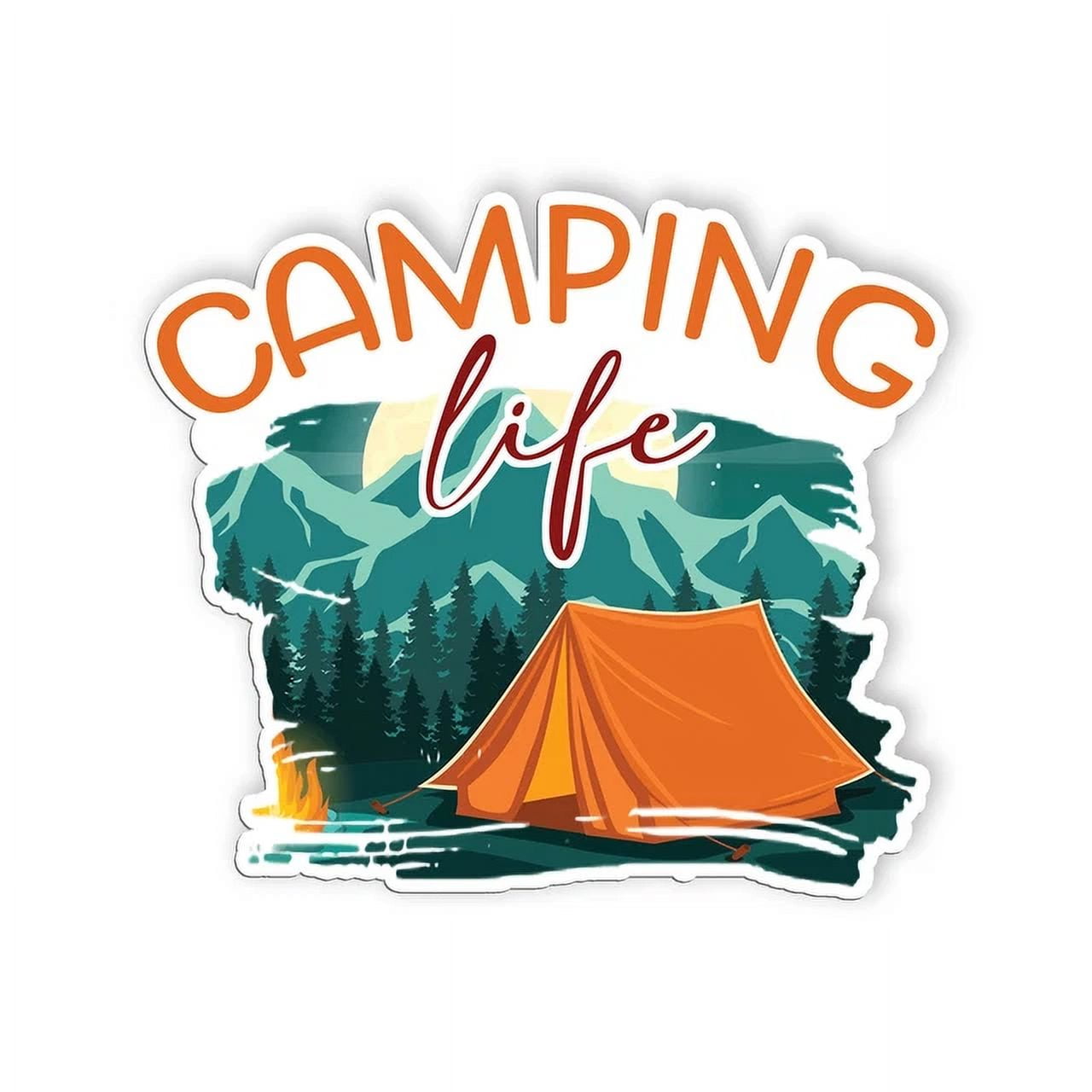 Camping Life Sticker Outdoor Campfire Camper Stickers Phone Decal Water ...