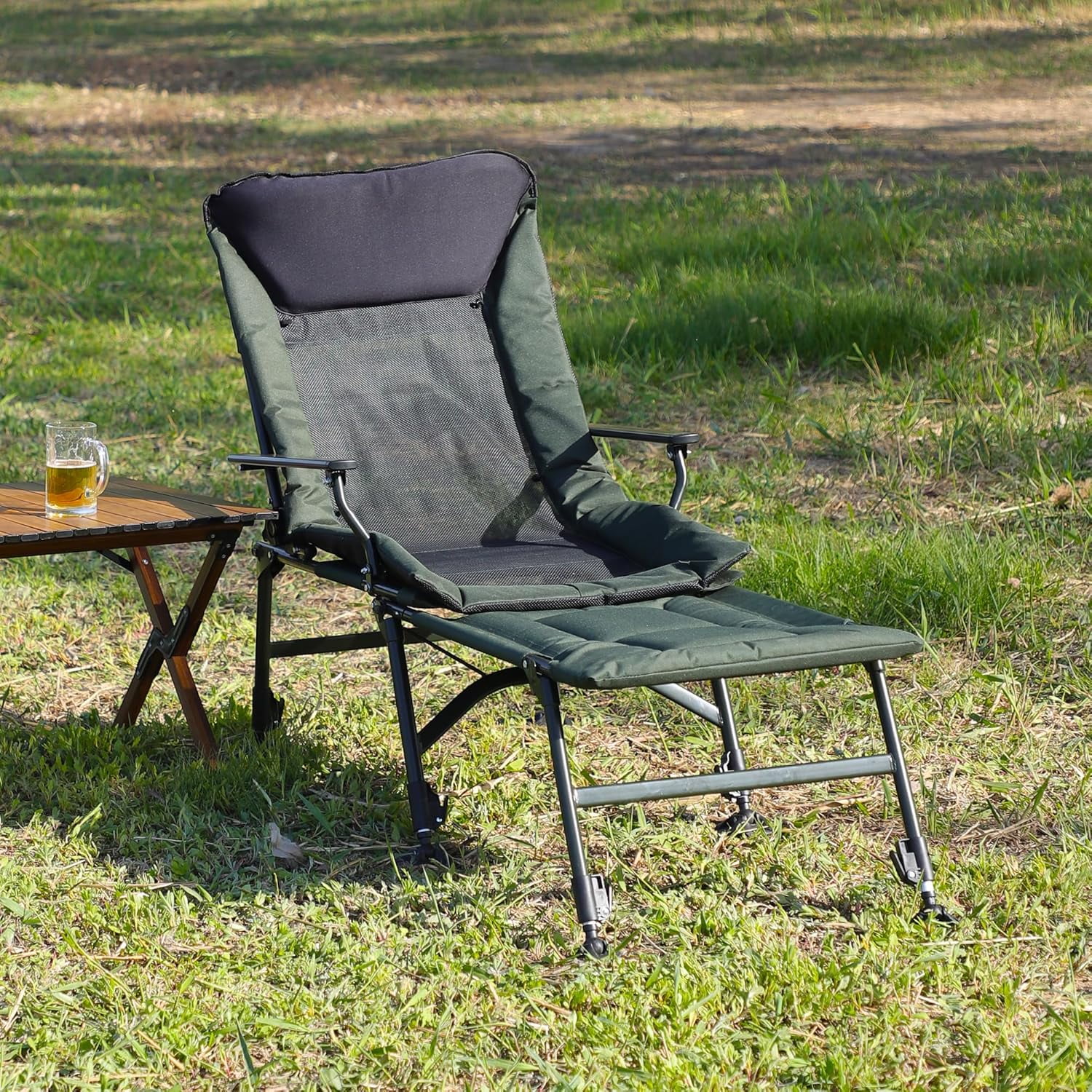 Camping Lounge Chair with Detachable Footrest, Portable Folding ...