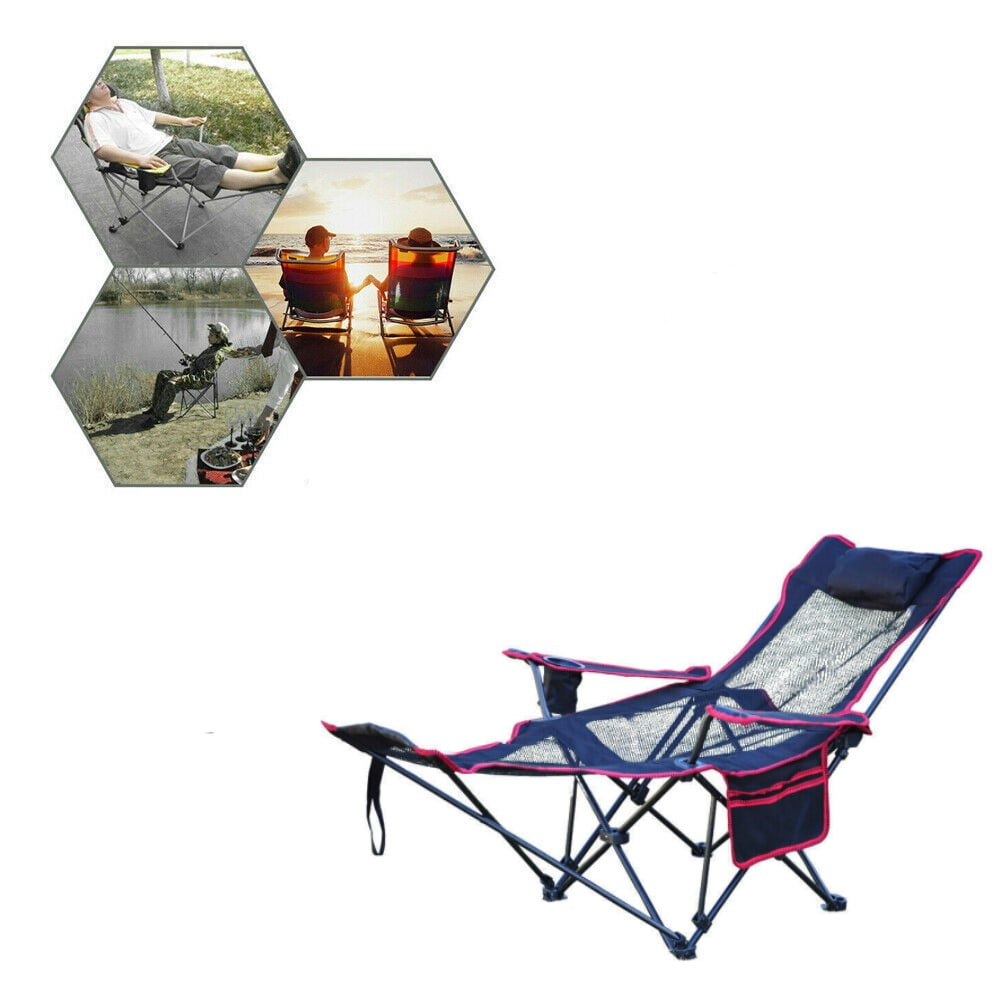 Camping Lounge Chair, Portable Camping Chair with Footrest, Folding ...