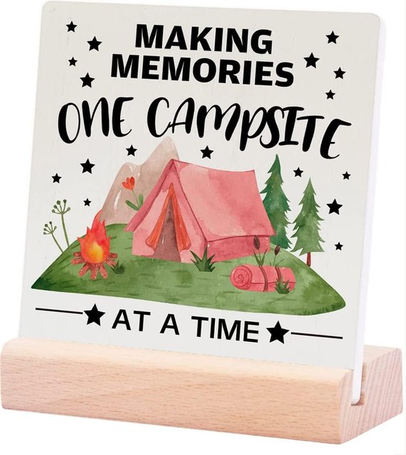Camping Making Memories Campsite Table Sign Camper Campsite Ceramic ...