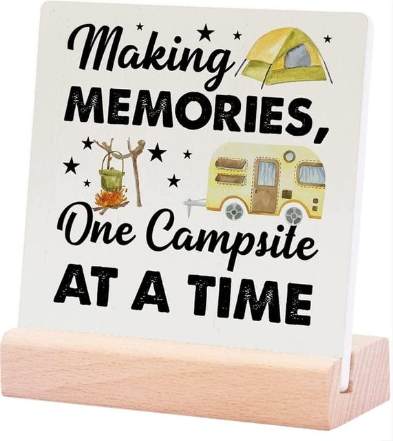 Camping Making Memories Table Sign Campsite Ceramic Table Plaque with ...