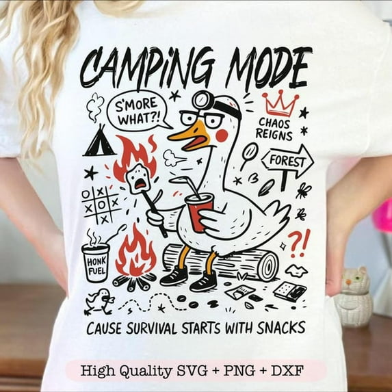 Camping Mode Goose PNG, Funny Camping Sublimation, S’mores Survival ...