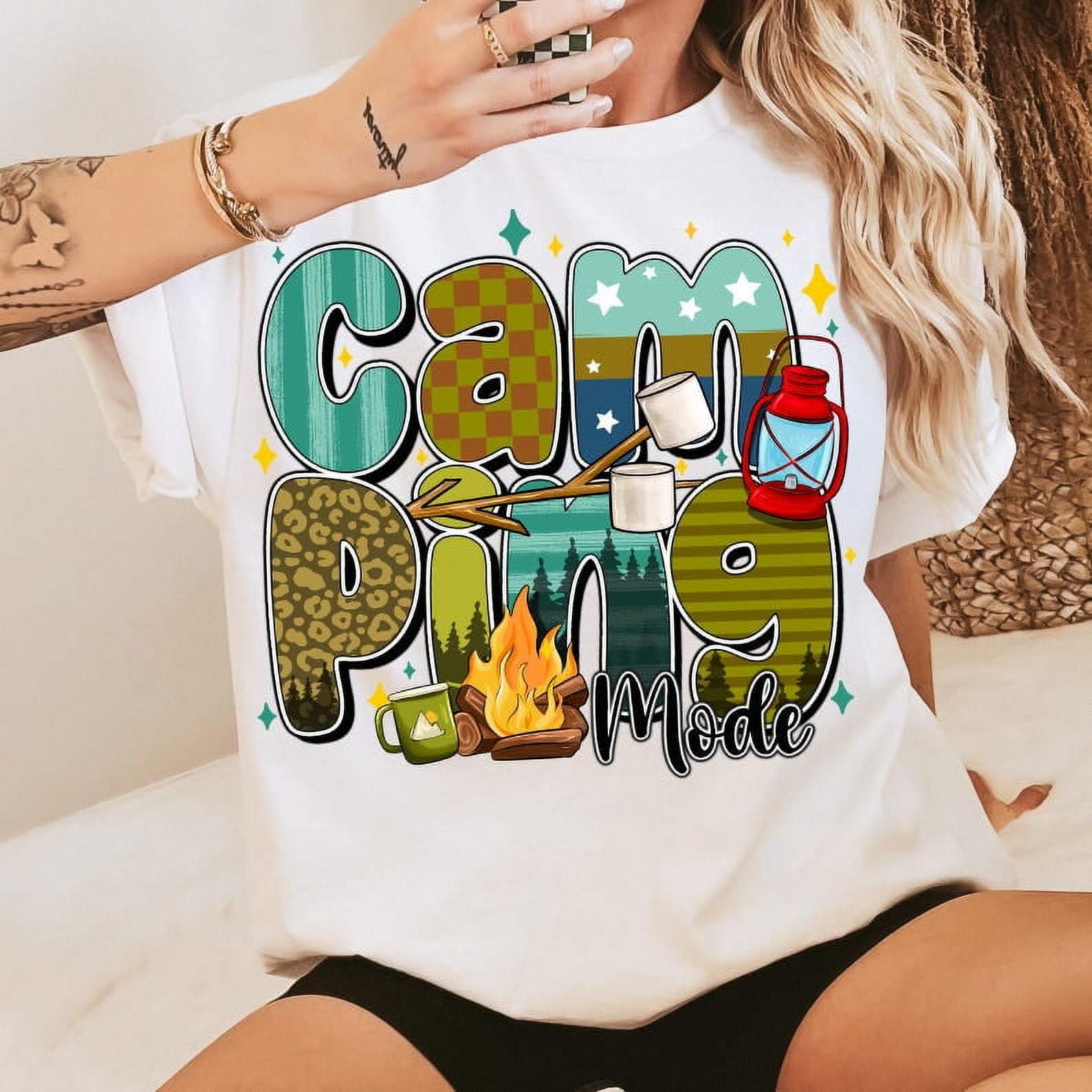 Camping Mode Shirt, Preppy Camping Girl Shirt, Summer Camping Tee ...