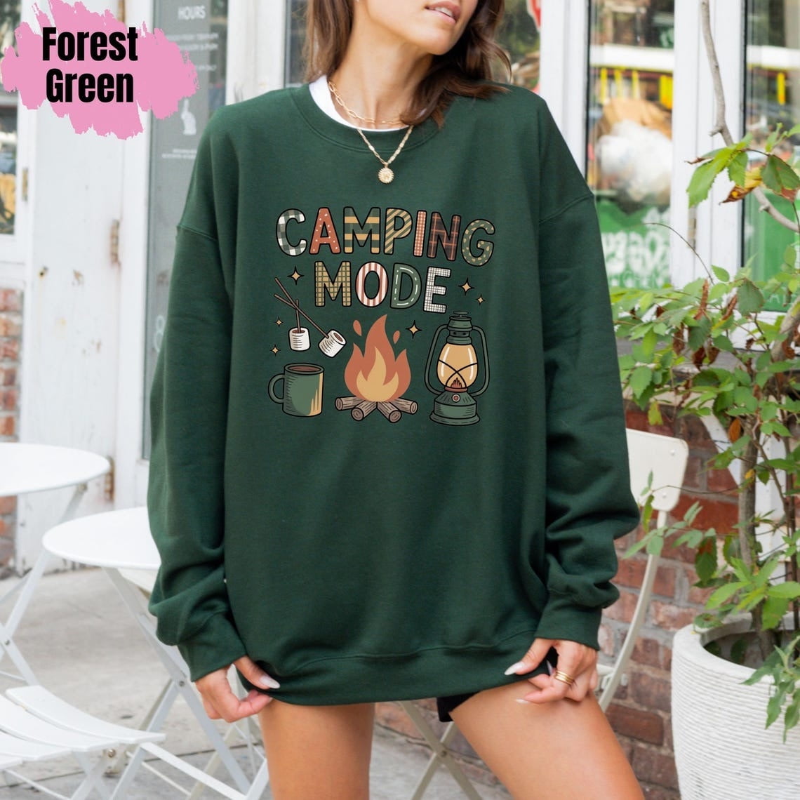 Camping Mode sweatshirt, Cute Campfire Marshmallow Top, Cozy Fall ...