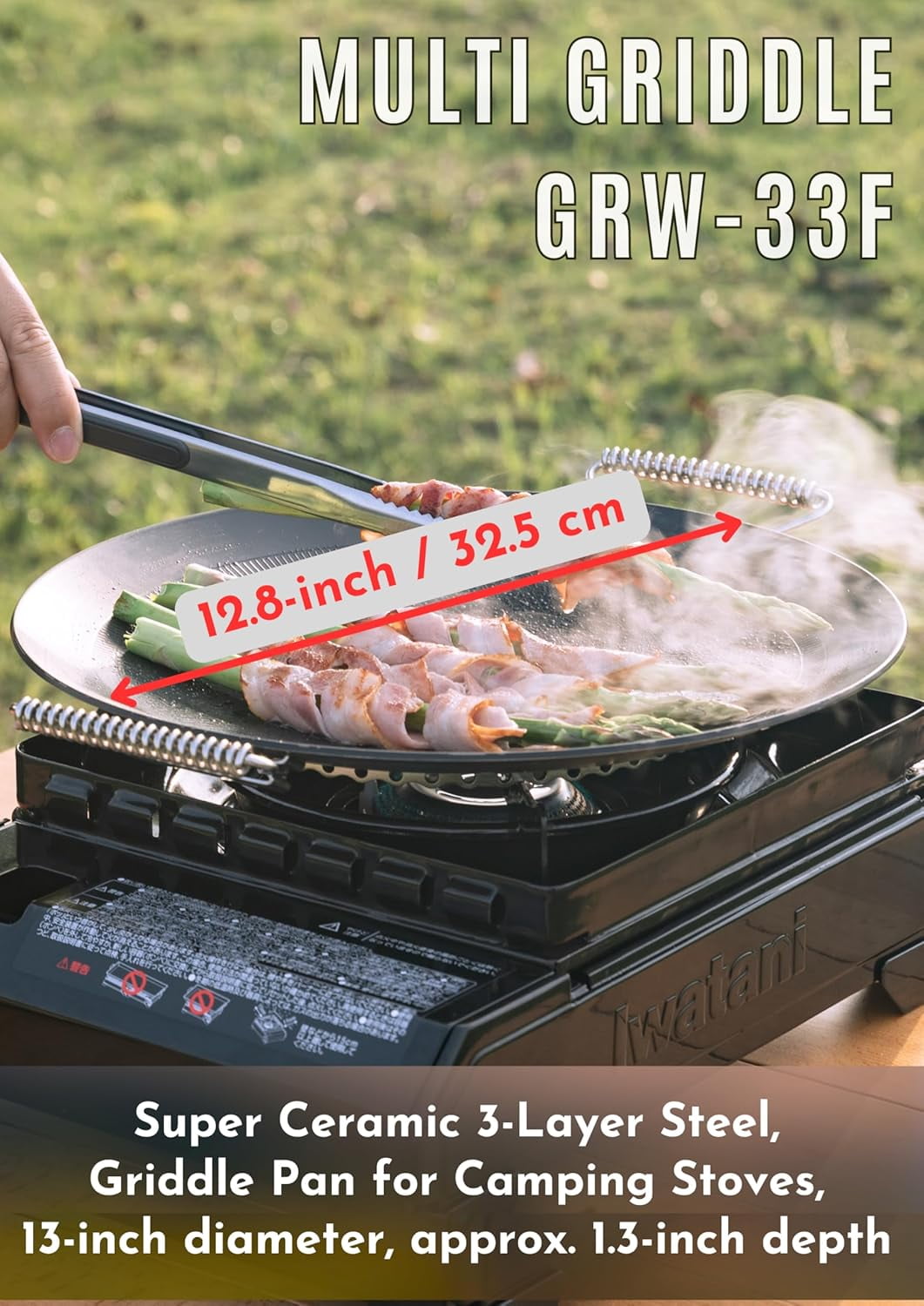 Camping Moon BBQ Grill Pan - 12.8-inch Round Griddle with 3-Ply ...