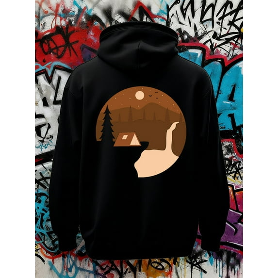Camping Moon hoodies & sweatshirt Camping men machine washable black ...