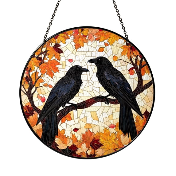 Camping Mountain Glass Suncatcher Panel, Stained Glass Style Scenic ...