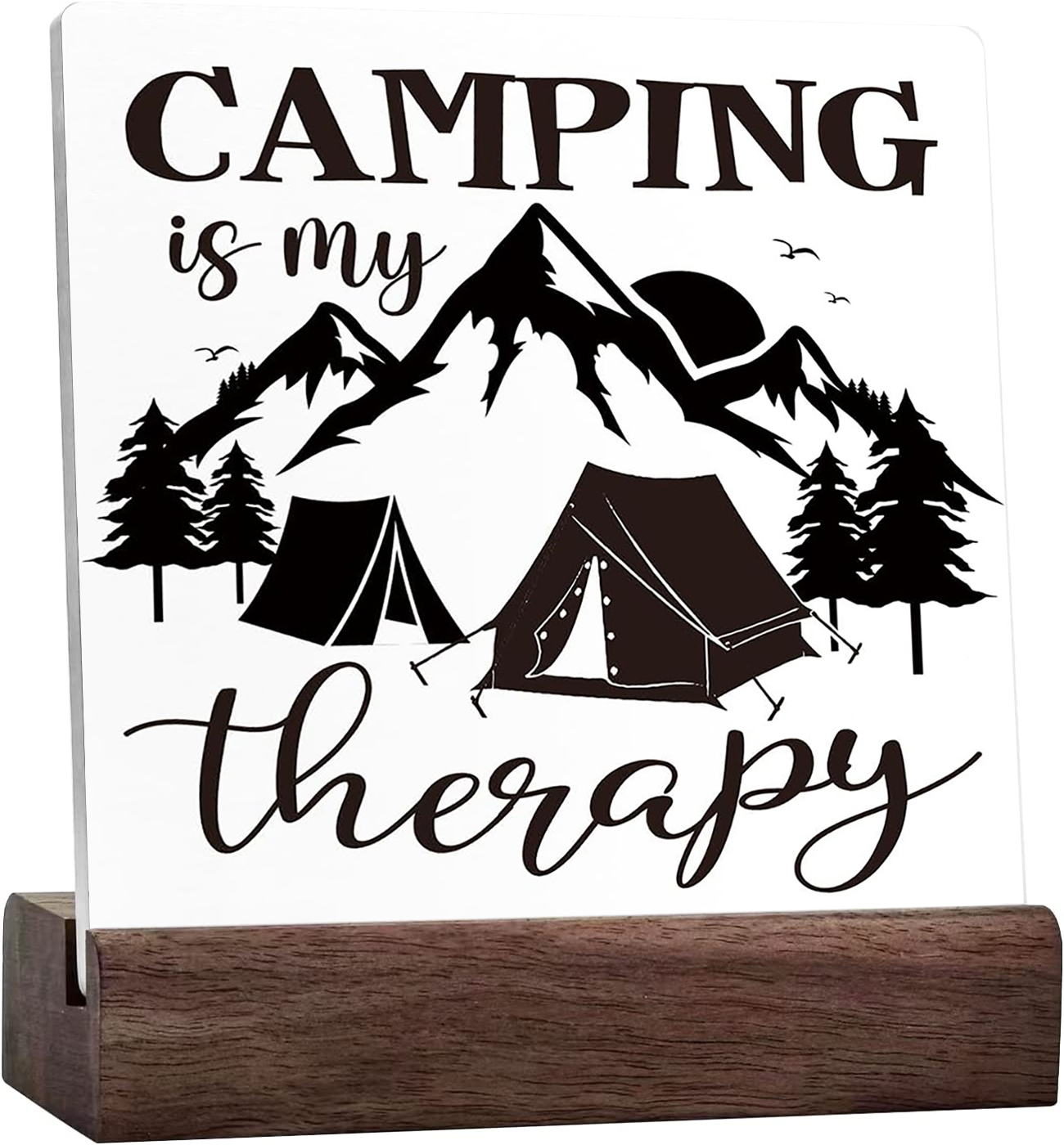 Camping is My Therapy Camping Ceramic Table Plaque With Wooden Stand ...