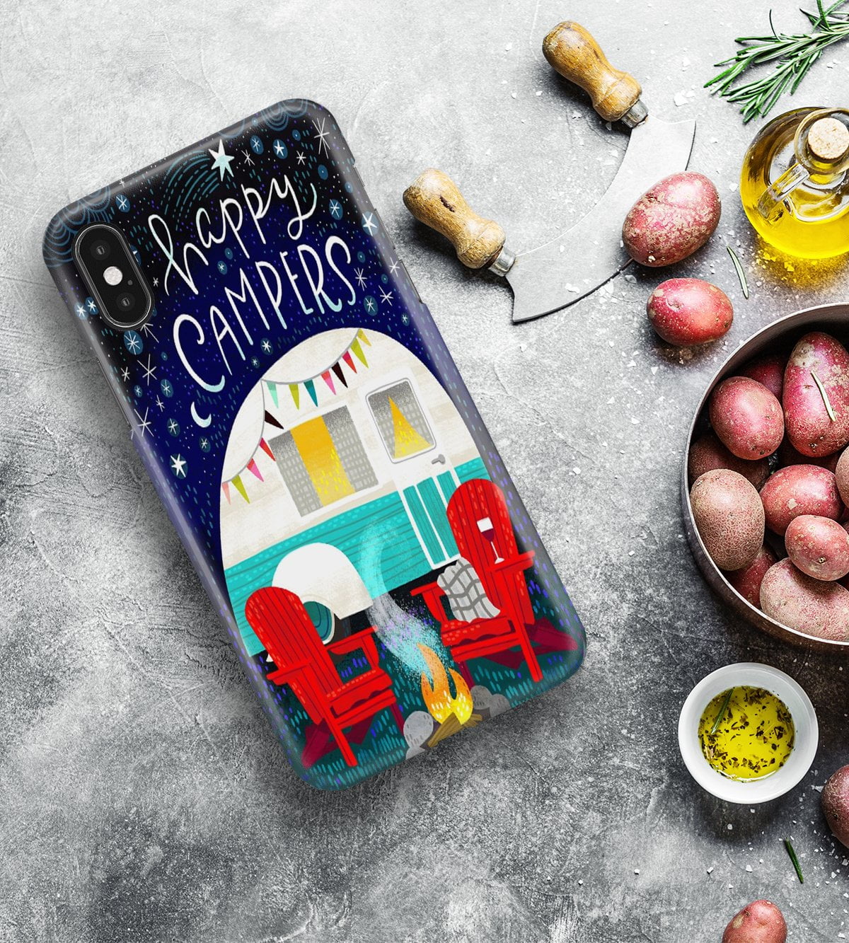 Camping Night Happy Campers Paper Poster No Frame Matte Wall Art Decor ...