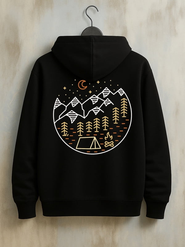 Camping Night Scene sweatshirt Camping men machine washable black ...