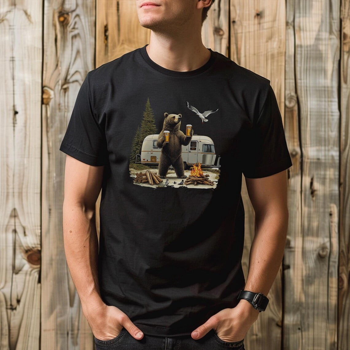 Camping Outdoor Baer Grafik Bierliebhaber T-Shirt - Walmart.com