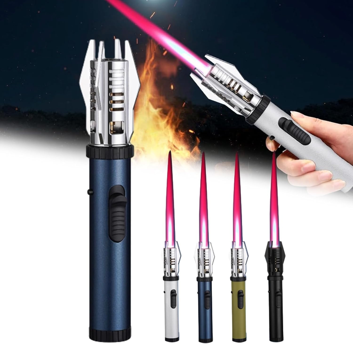 Camping Outdoor Windproof Straight Flame Lighter, Metal Large Fire ...