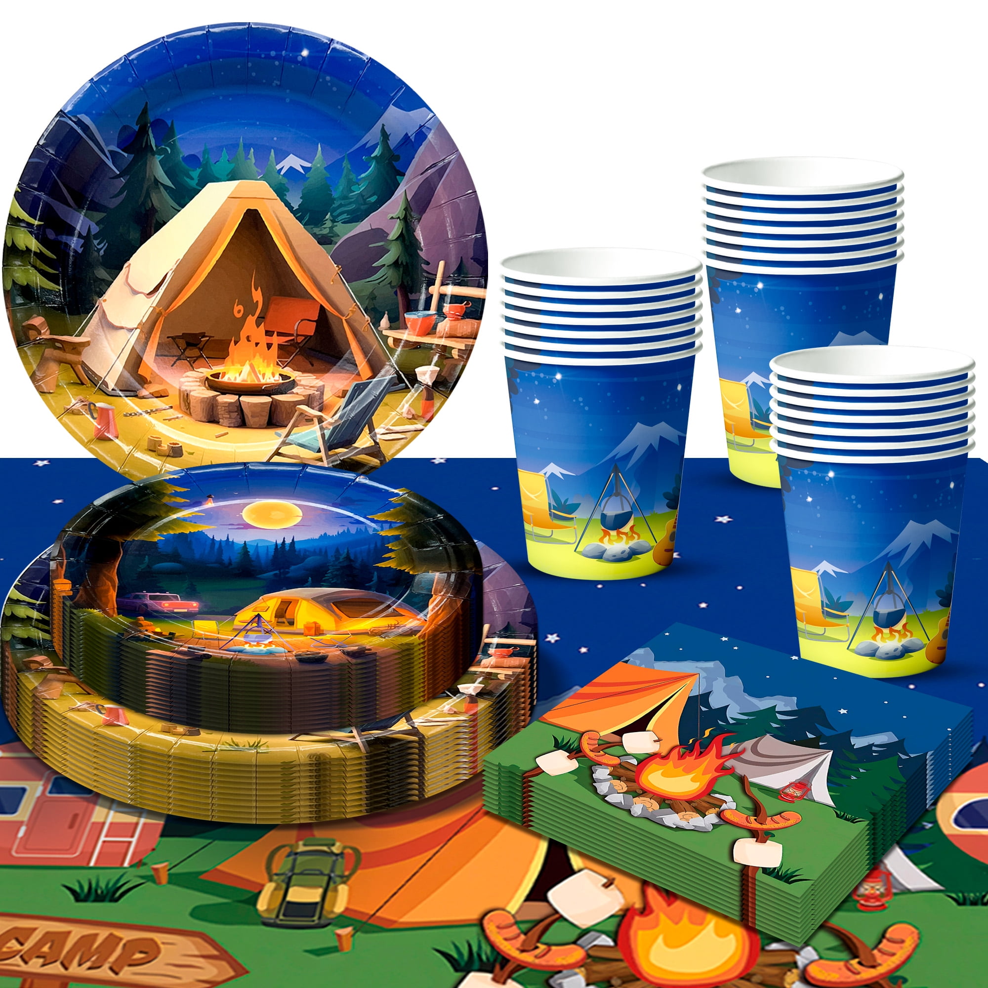 Camping Party Supplies Tableware,81pcs Camping Party Tableware Set ...