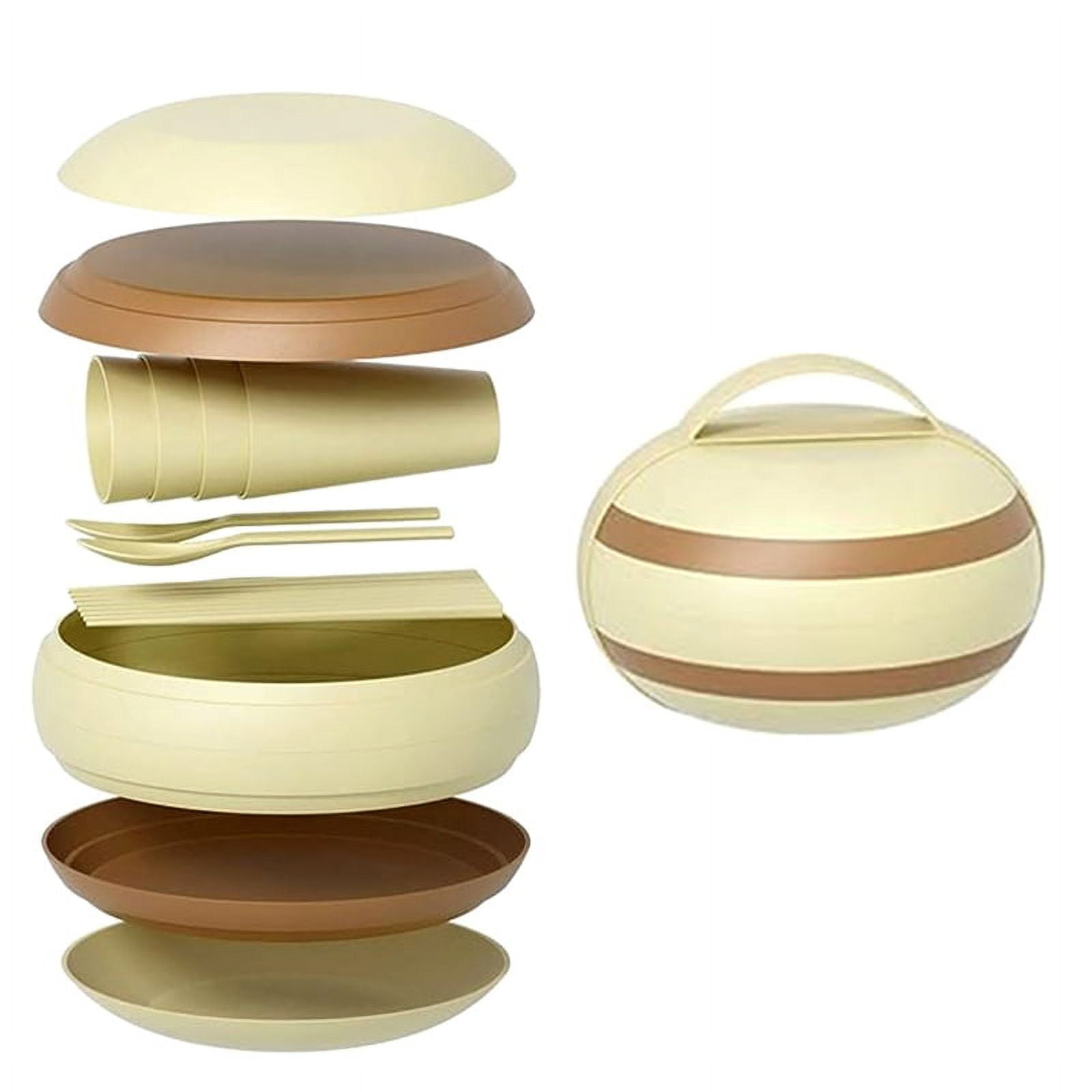 Camping Picnic Dishes Set, (17PCS) Portable Plastic Reusable Cutlery ...