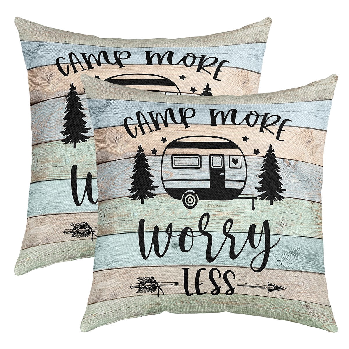 Camping Pillow Covers,Camper Themed Throw Pillow Covers Camper RV ...