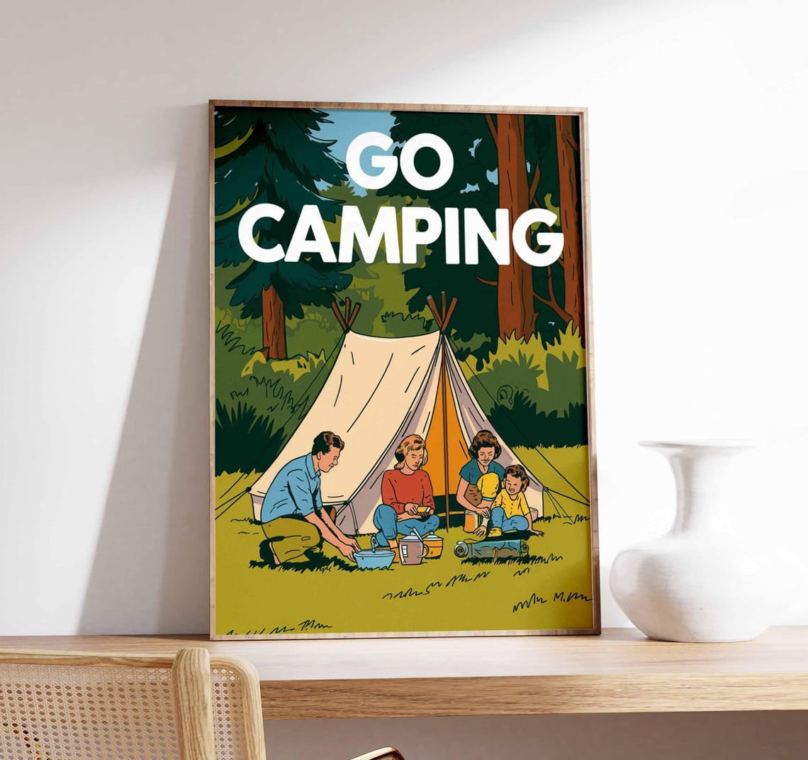 Camping Poster, Camping Gift, Hiking Wall Art, Adventure Print, Camping ...