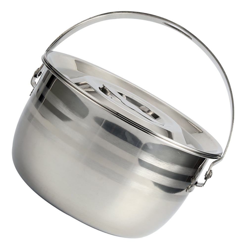 Camping Pot Stock Non Stick Skillet with Lid Portable Water Kettle for ...