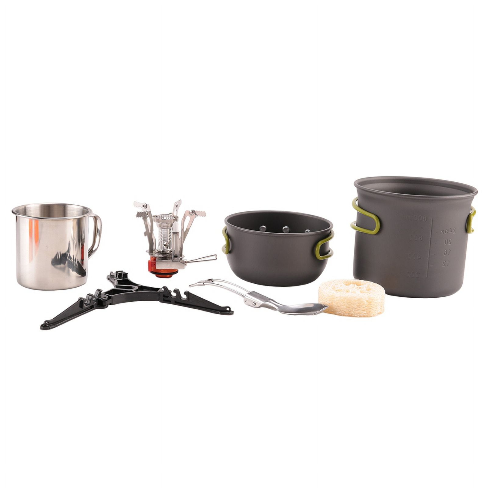 Camping Pot and Pan Set with Mini Backpacking Stove Cooking Gear for ...