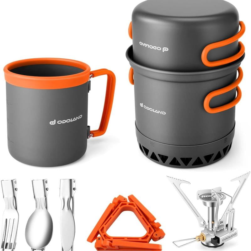 Camping Pots with Heat Exchanger Camping Cooking Set with Portable ...