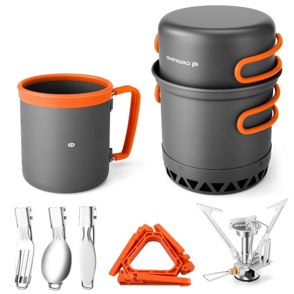 Camping Pots With Heat Exchanger Cooking Set Portable Stove Mess Kit ...