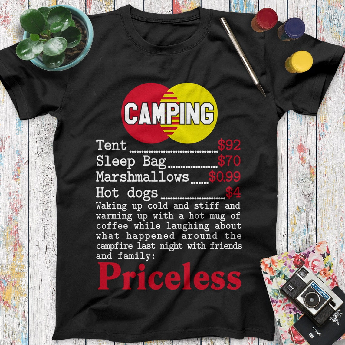 Camping Priceless Tent Sleep Bag Camping T Shirt, Vacation Shirt ...