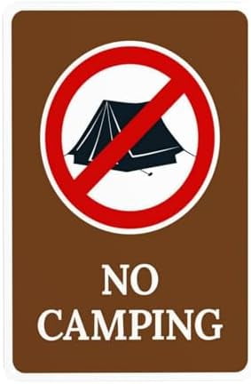 No Camping With Prohibited Symbol Warning Sign, Rules Security Metal ...