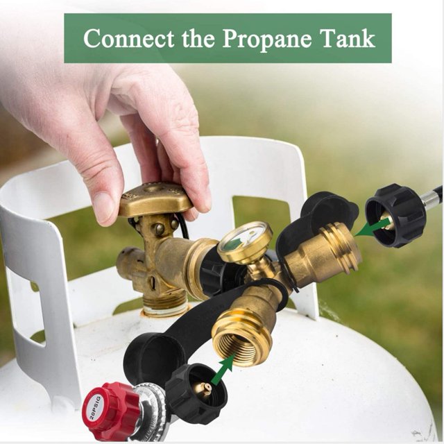 Camping Propane Tank Y Splitter Adapter 3-Way Valve Brass Qcc For ...
