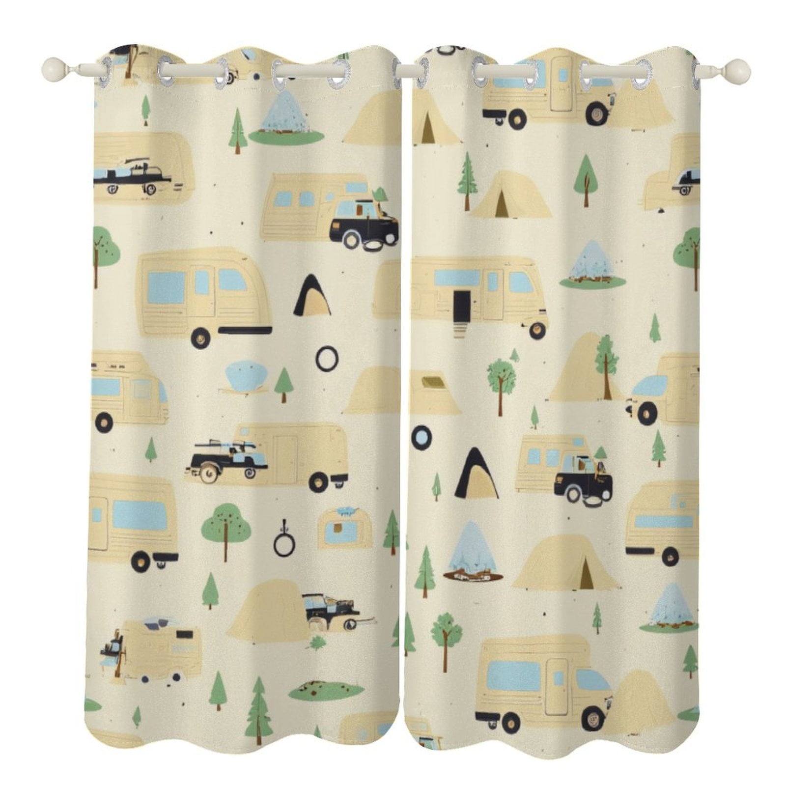 Camping RVs And Tents Pattern Blackout Window Curtains for Bedroom ...