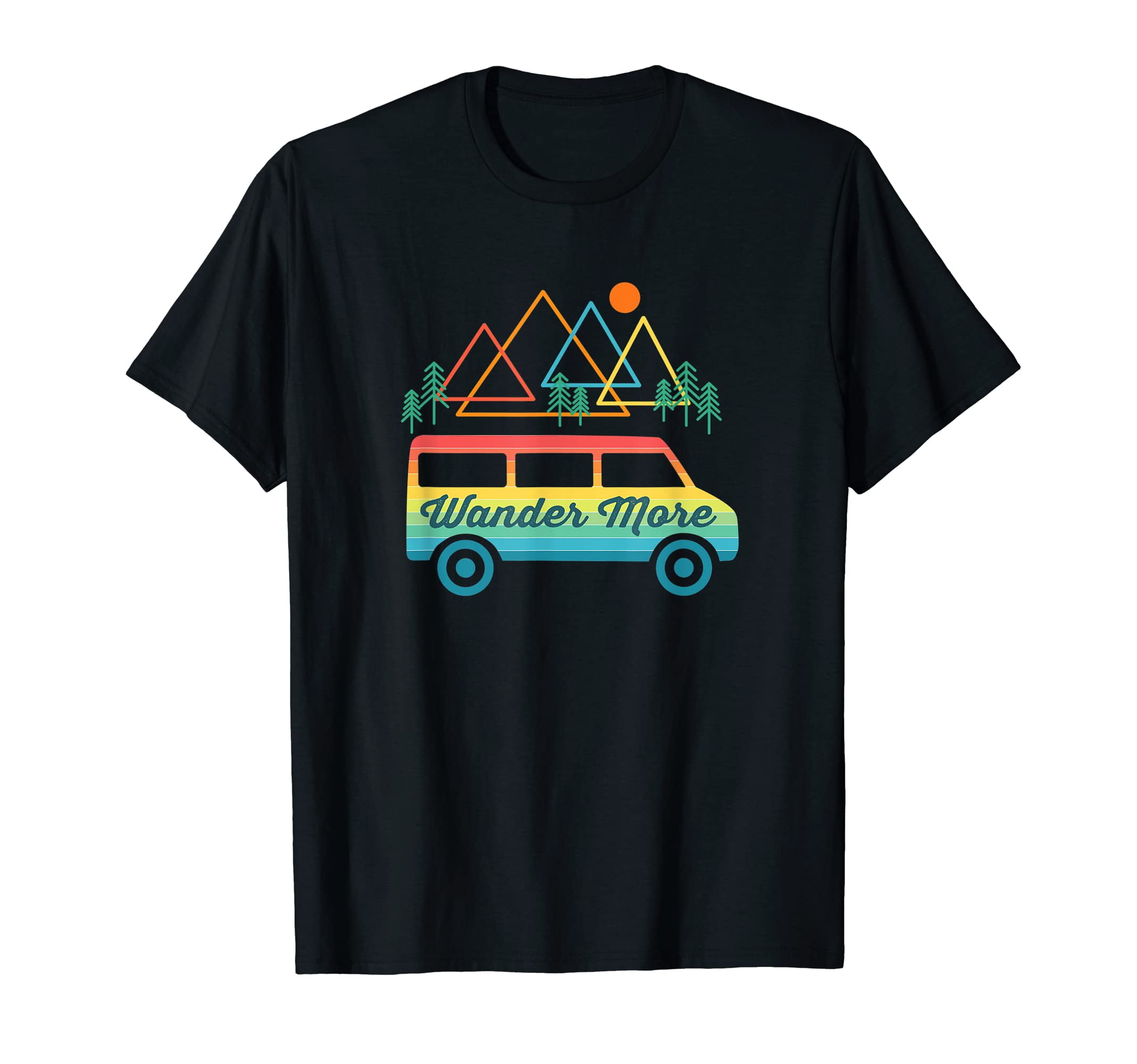 Camping Retro Camper Van Vintage Sunset Mountains RV T-Shirt - Walmart.com