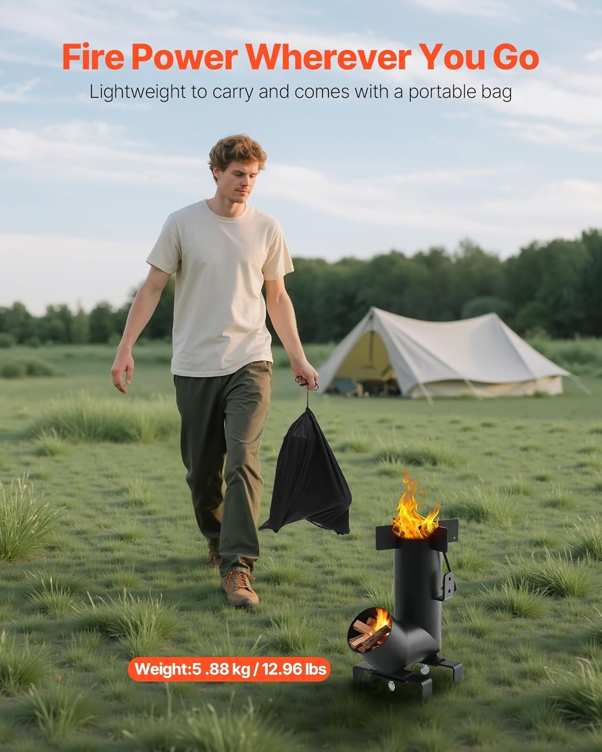 Camping Rocket Stove, Wood Burning Portable Rocket Stove with Carrying ...