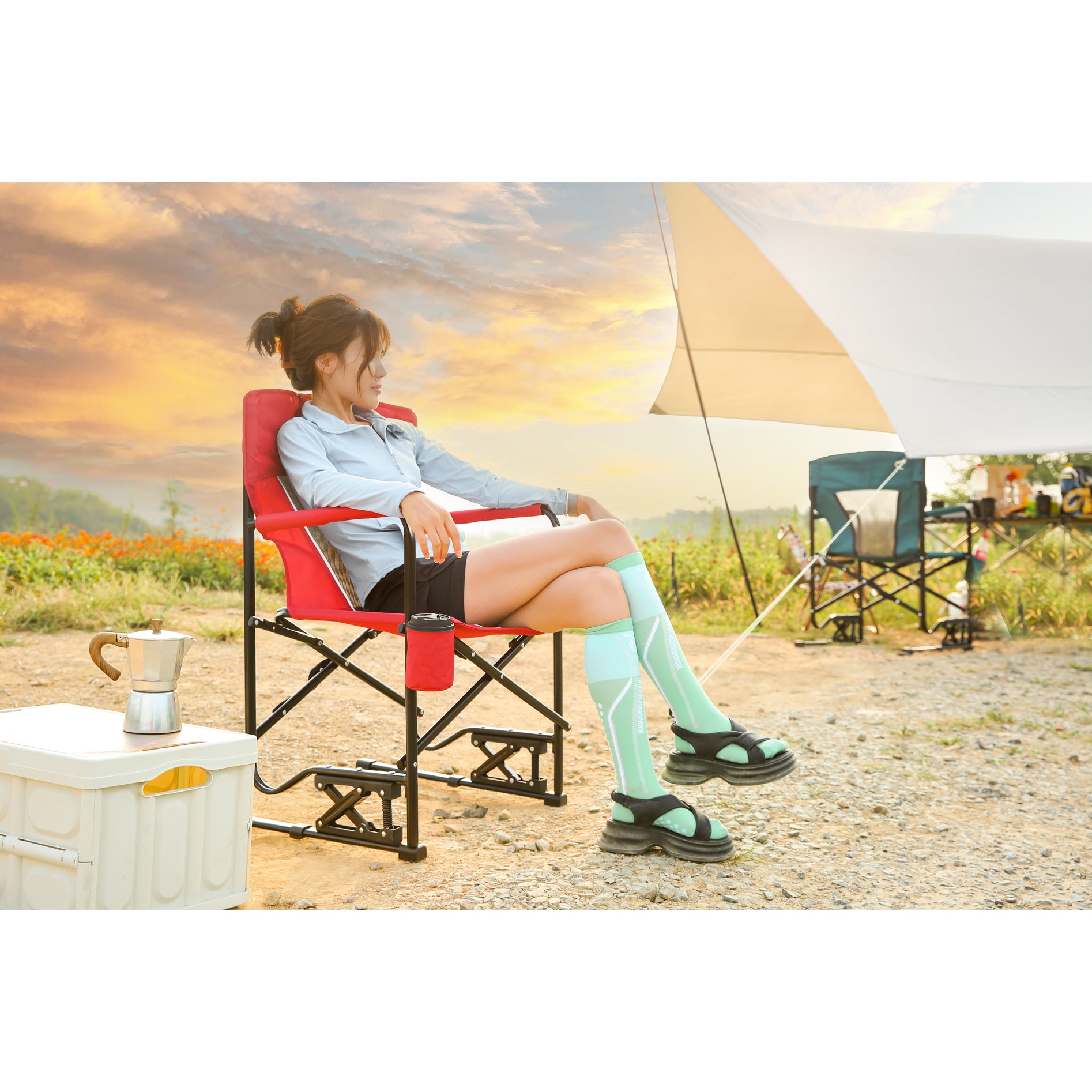 Camping Rocking Chair - Red, With Shock Absorbing Technology Red ...
