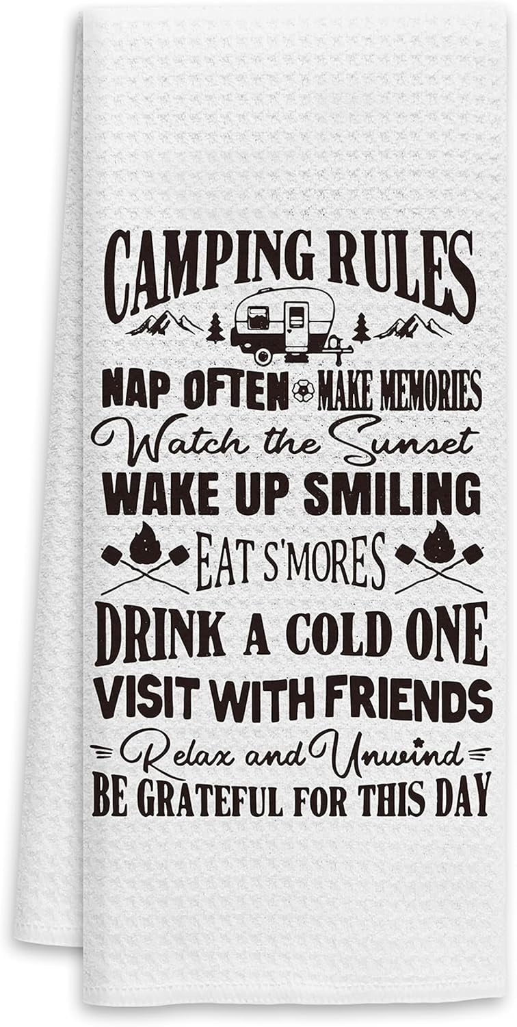 Camping Rules Camping Themed Kitchen Towels Dish Towels Hand Towels for ...