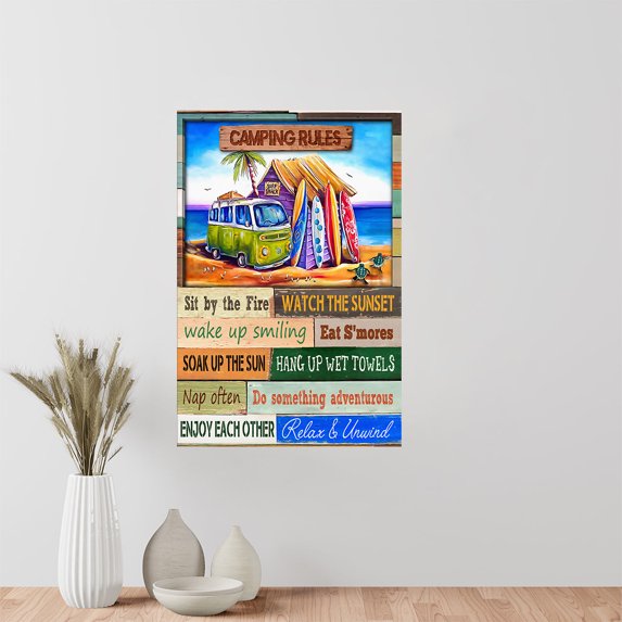Camping Rules On The Beach Poster Camping poster Gift for camping lover ...