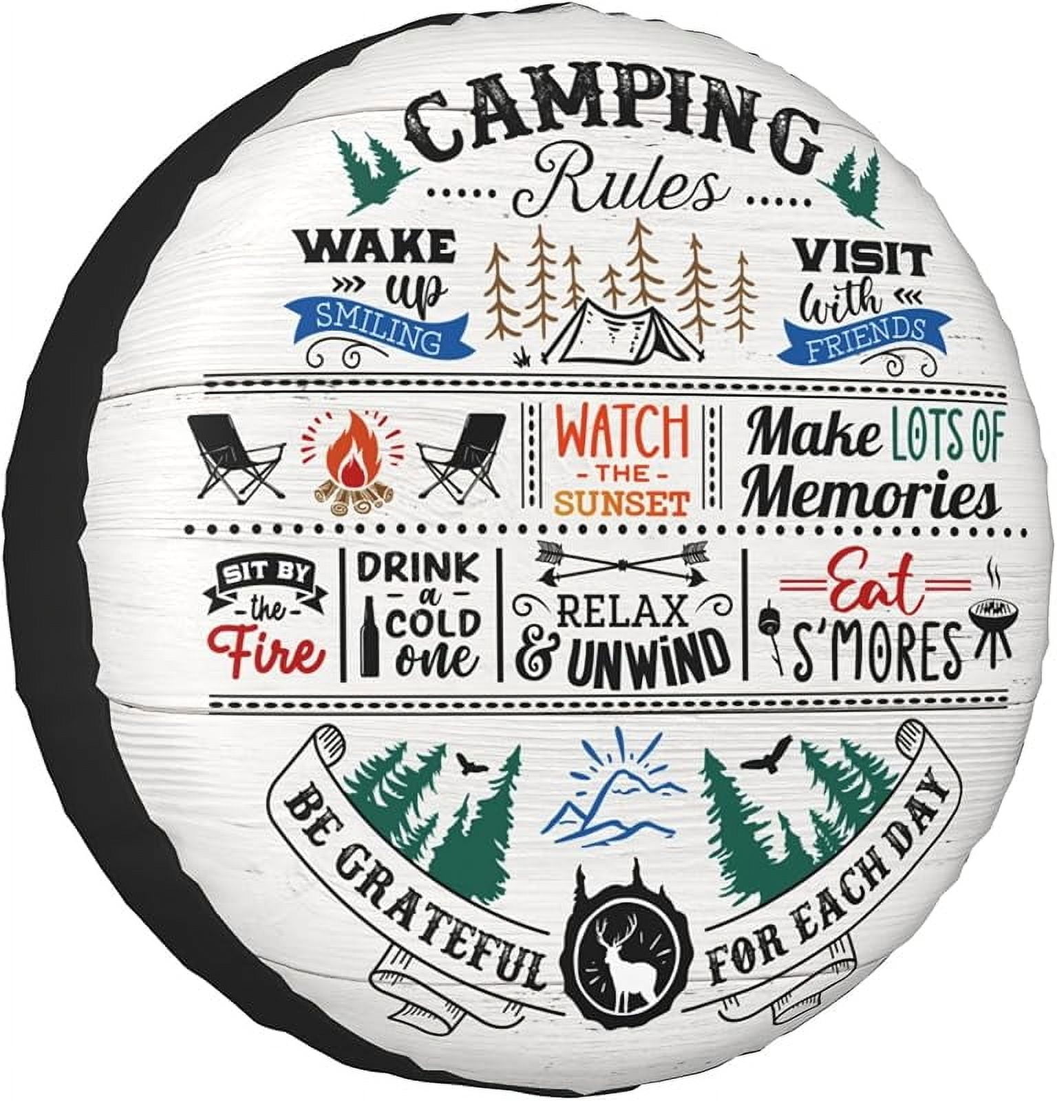 Camping Rules Rv Spare Tire Cover, Camper Spare Tire Cover, Spare Tire ...
