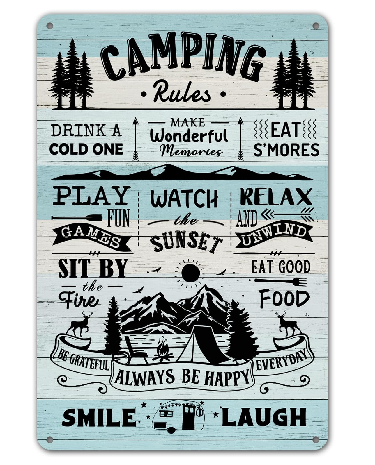 Camping Rules Sign Funny Camping Wall Decor For Camper, Cabin, Rv ...