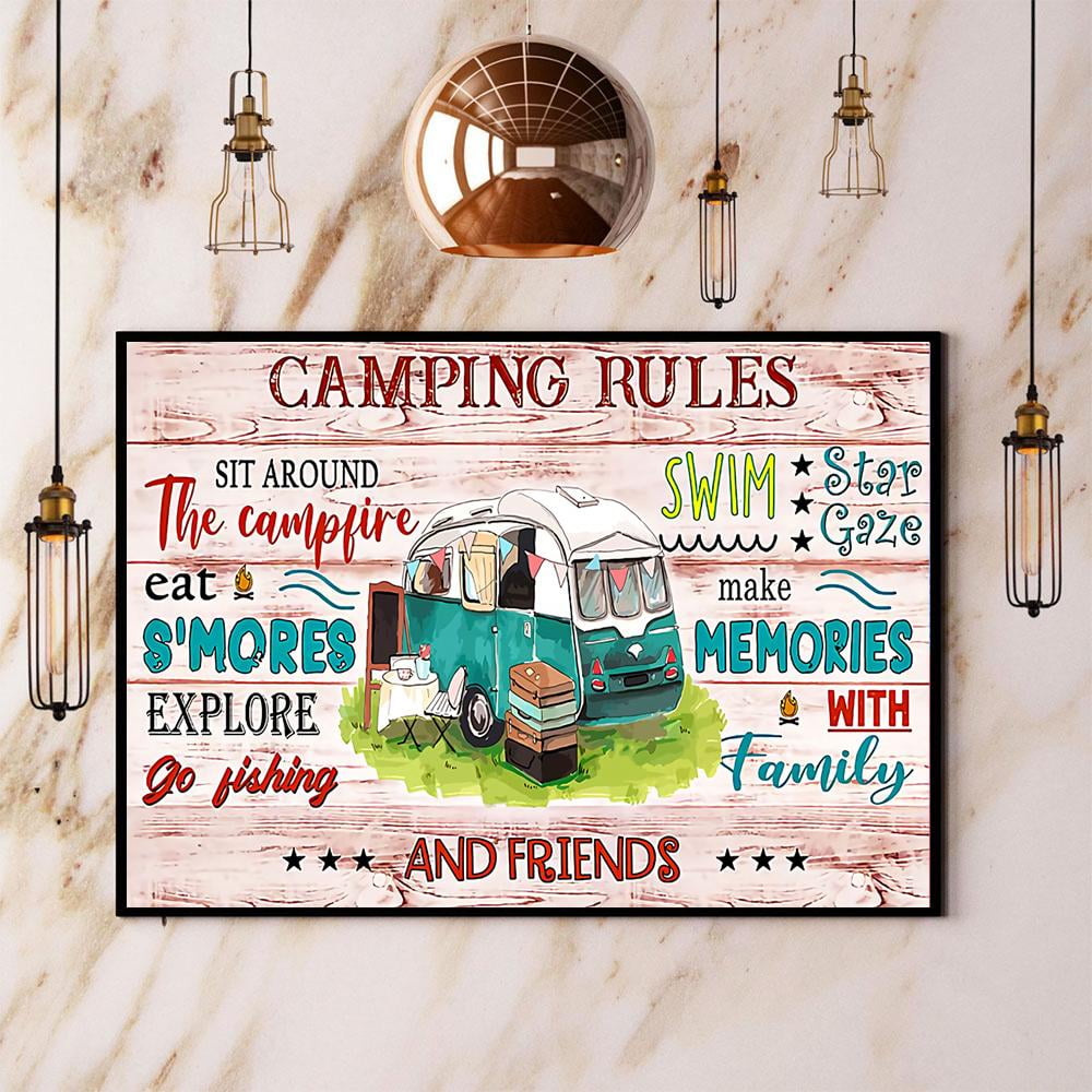 Camping Rules Sit Around The Campfire Make Memories With Family And ...