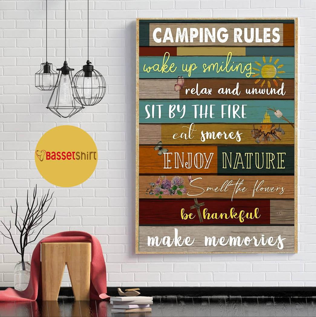 Camping Rules wood poster 11 x 17 Inch Poster - Walmart.com
