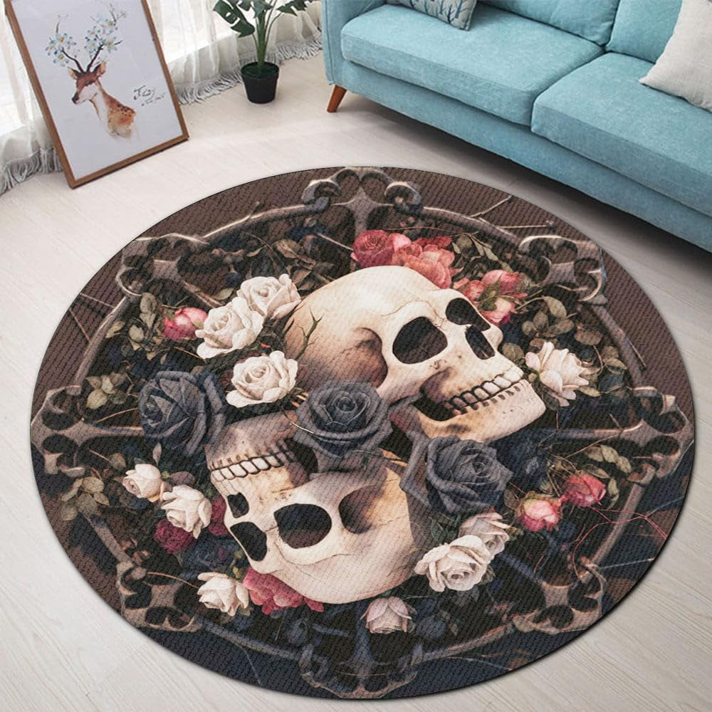Camping Scene Round Area Rug, tent forest mountain circle carpet for ...