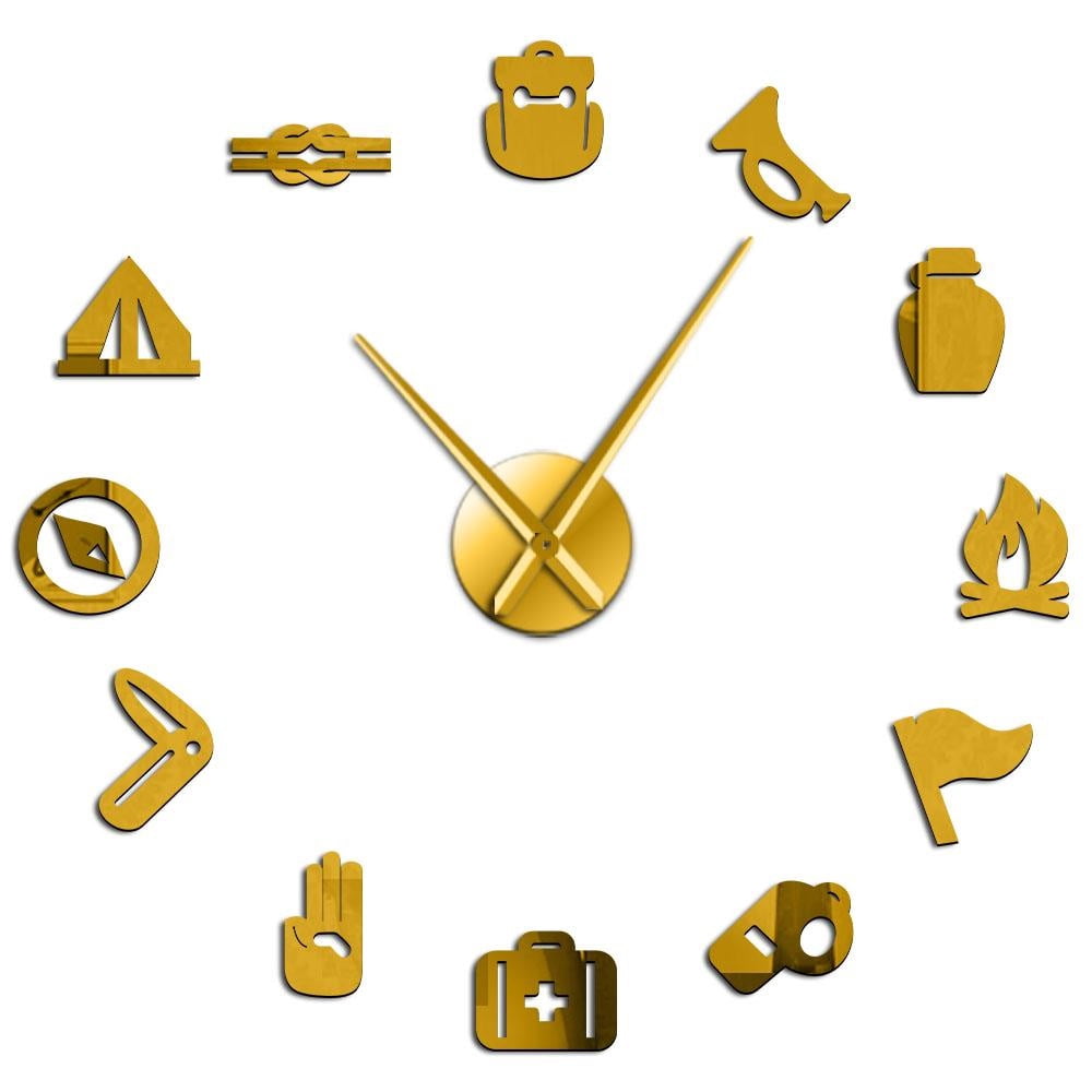 Camping Scouting Campfire Frameless Wall Clock Stickers, DIY Modern ...