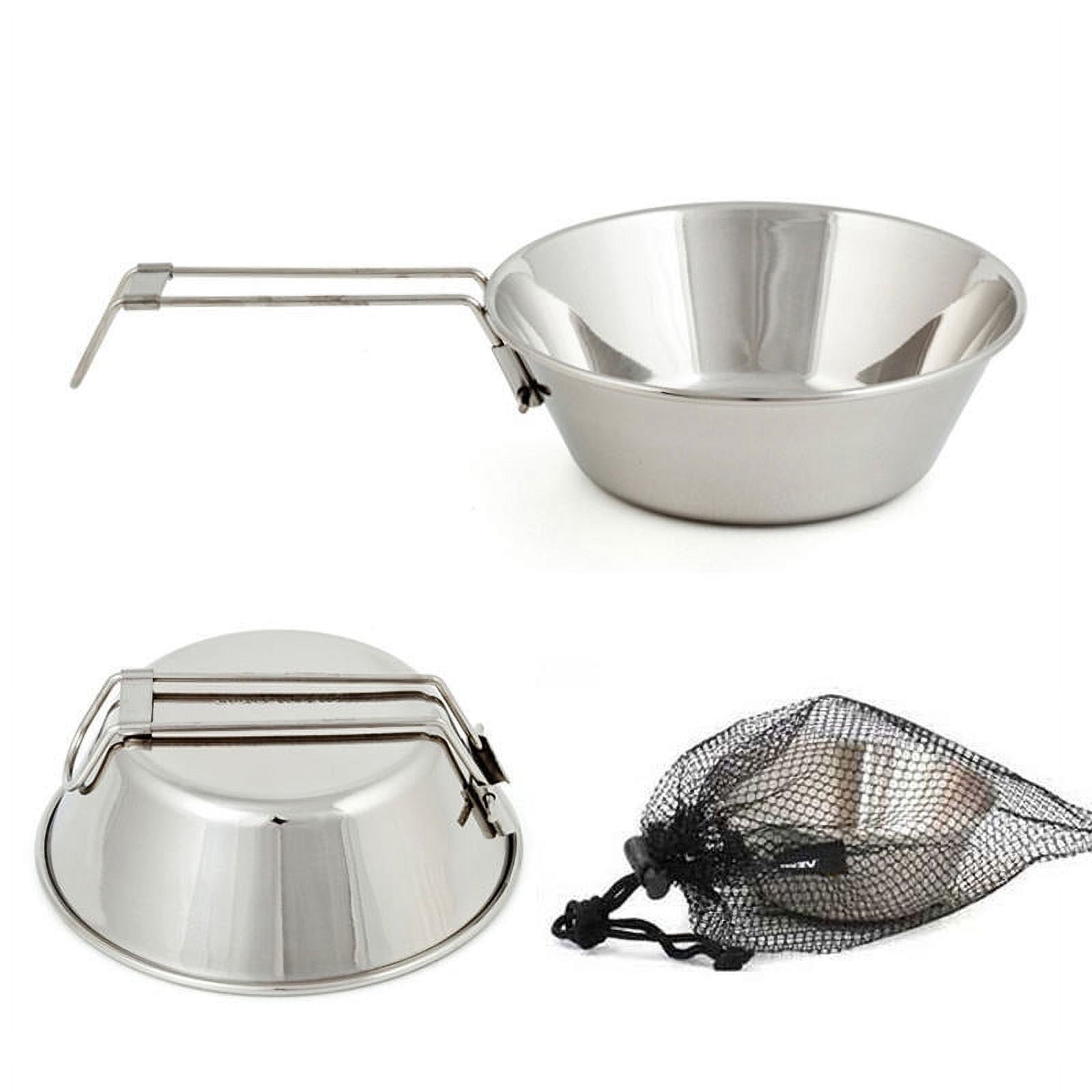 Camping Serving Bowls Stainless Steel Rice Folding Handle Foldable ...