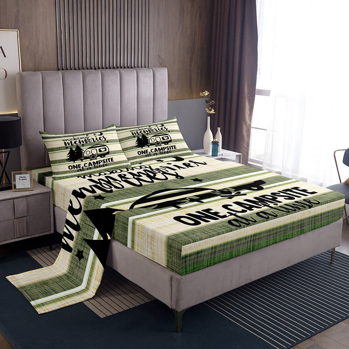 Camping Sheet Set Full,Camper Themed Bed Sheets Camper Decor,RV Travel ...