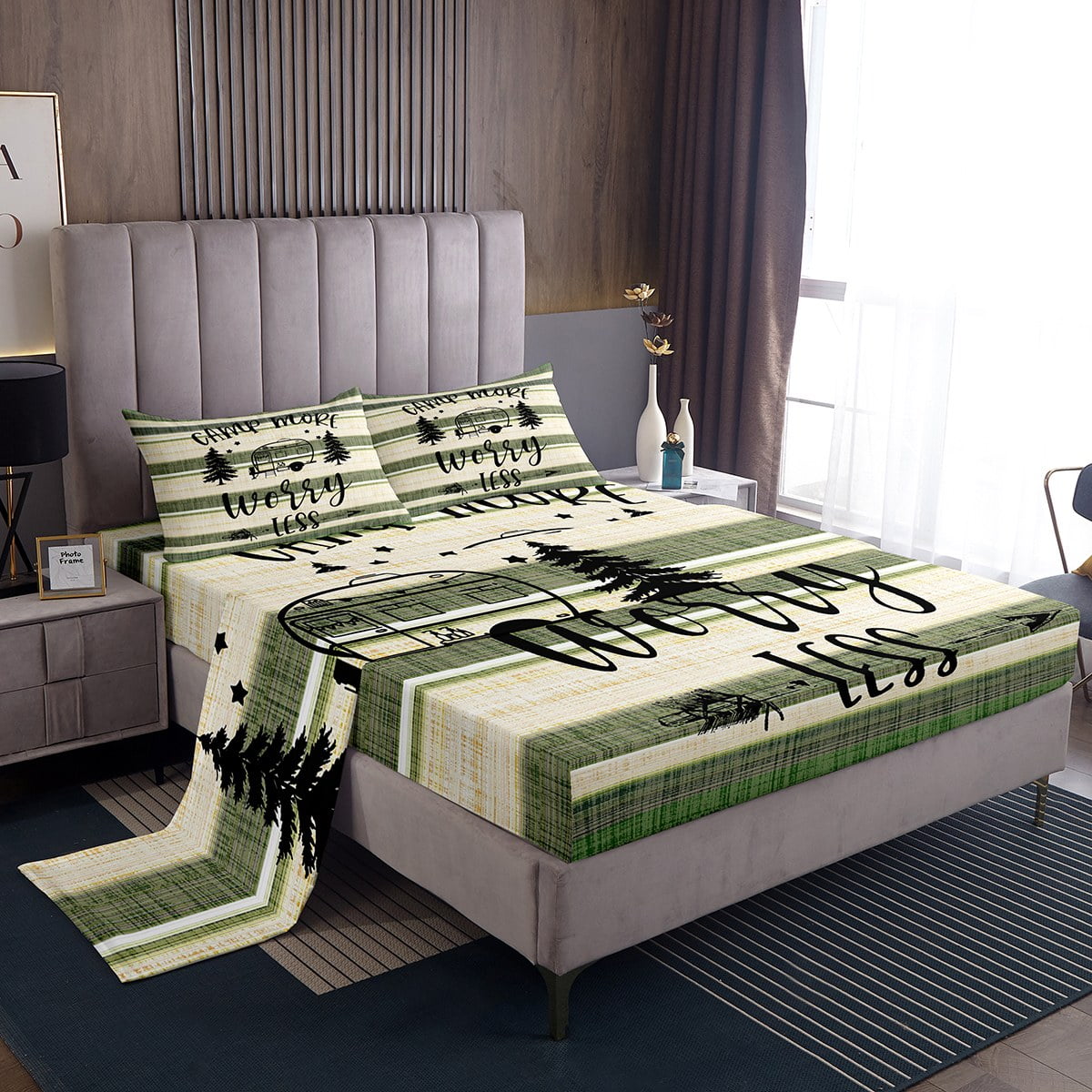 Camping Sheet Set Full,Camper Themed Bed Sheets Camper Decor,RV Travel ...